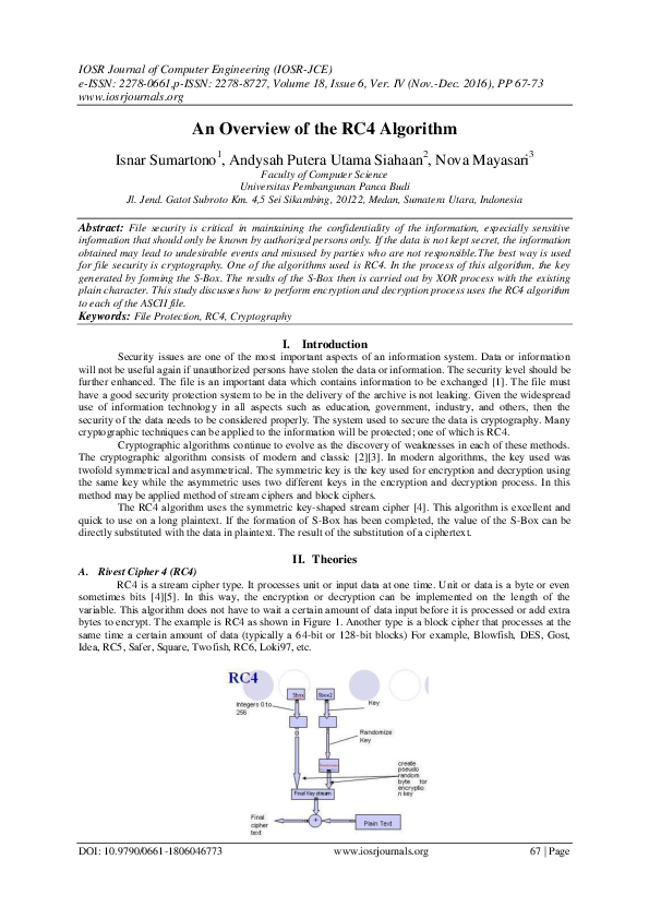 Pdf An Overview Of The Rc4 Algorithm Andysah Putera Utama Siahaan