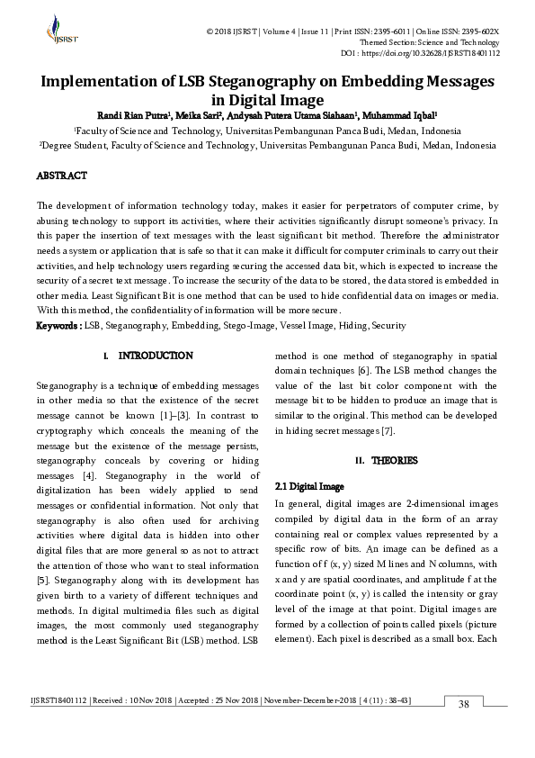 Pdf Lsb Steganography For Secure Message Embedding