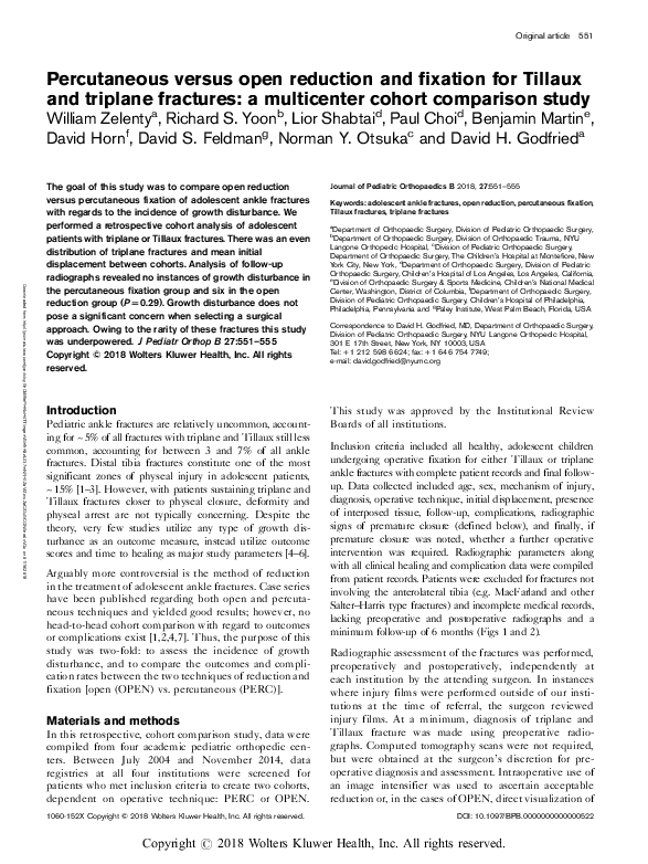 (PDF) Percutaneous versus open reduction and fixation for Tillaux and ...