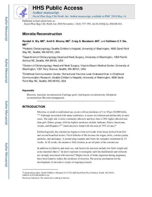 (PDF) Microtia Reconstruction
