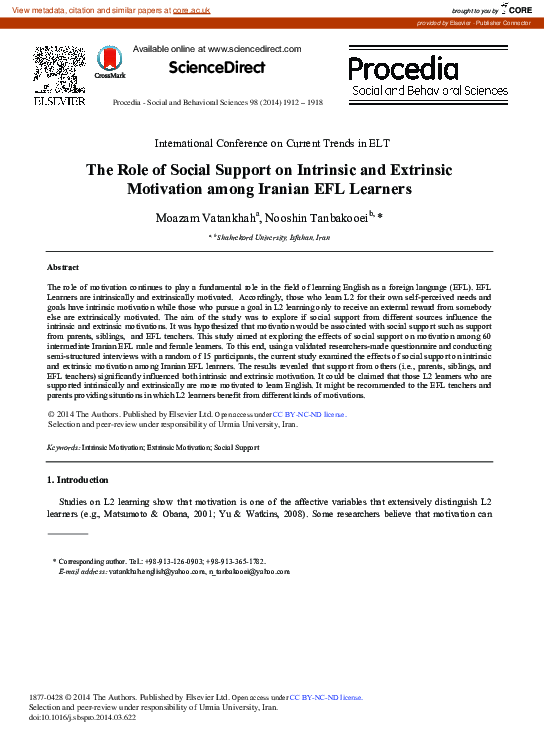 (PDF) ScienceDirect International Conference on Current Trends in ELT ...