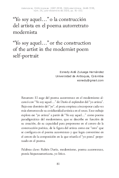 (PDF) “Yo soy aquel…” o la construcción del artista en el poema ...