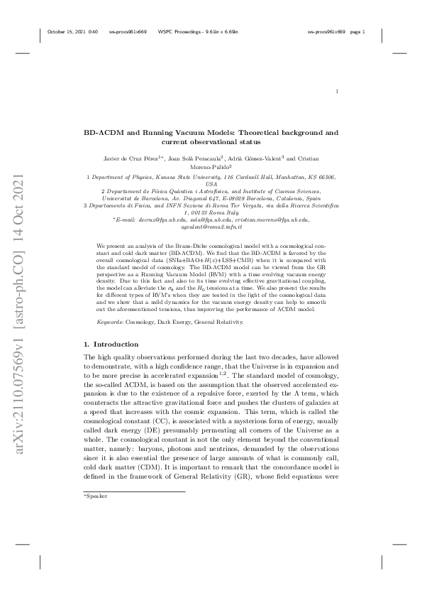 Pdf Bd Lambda Cdm And Running Vacuum Models Theoretical Background And Current