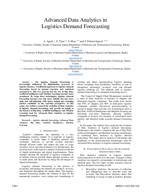 (PDF) Advanced Data Analytics in Logistics Demand Forecasting