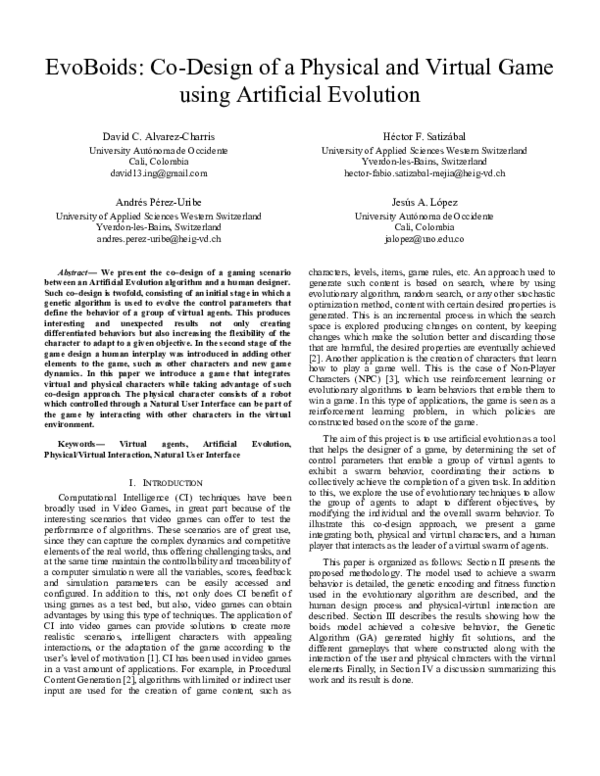 (PDF) EvoBoids: Co-design of a physical and virtual game using ...