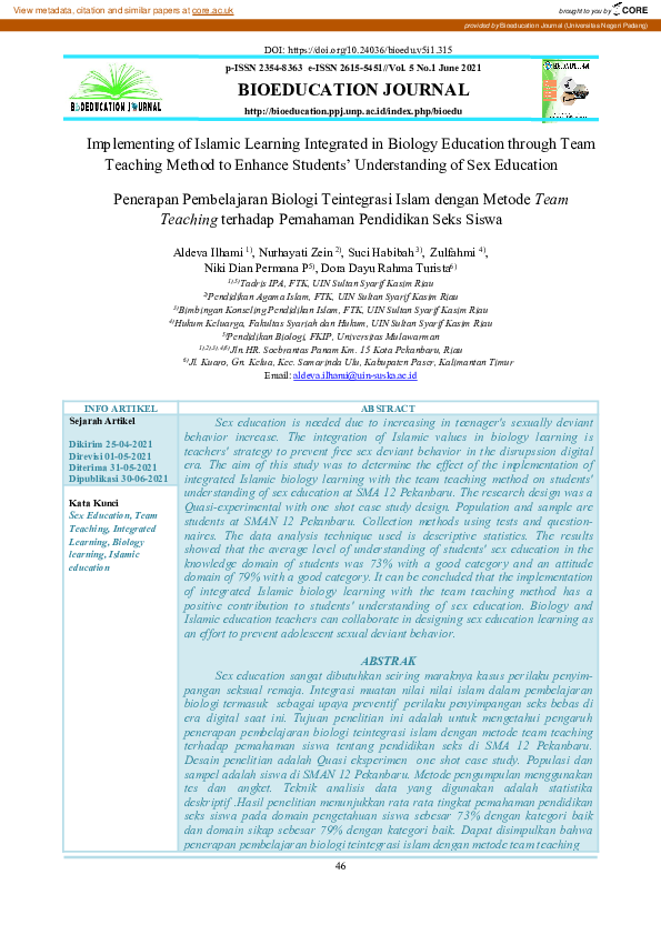 (PDF) Implementing of Islamic Learning Integrated in Biology Education ...