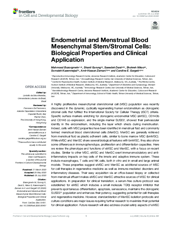 (PDF) Endometrial and Menstrual Blood Mesenchymal Stem/Stromal Cells ...