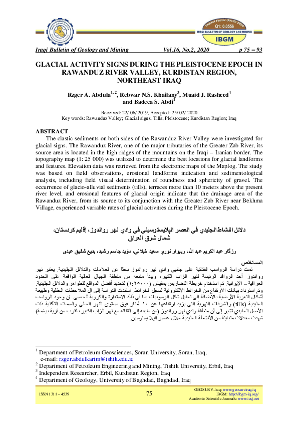 (PDF) Glacial Activity Signs During the Pleistocene Epoch in Rawanduz ...