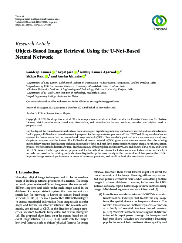 Pdf Object Based Image Retrieval Using The U Net Based Neural Network