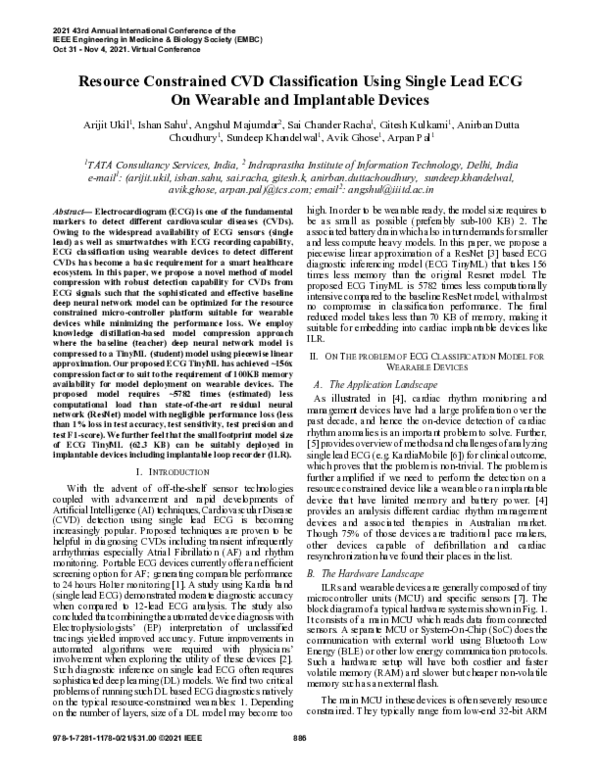 (PDF) Resource Constrained CVD Classification Using Single Lead ECG On ...