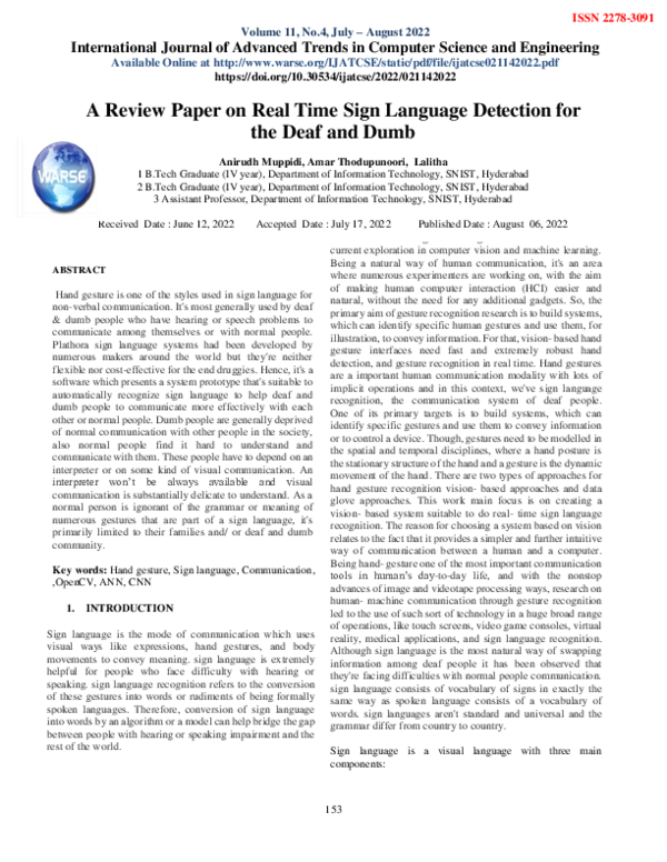 (PDF) A Review Paper on Real Time Sign Language Detection for the Deaf ...