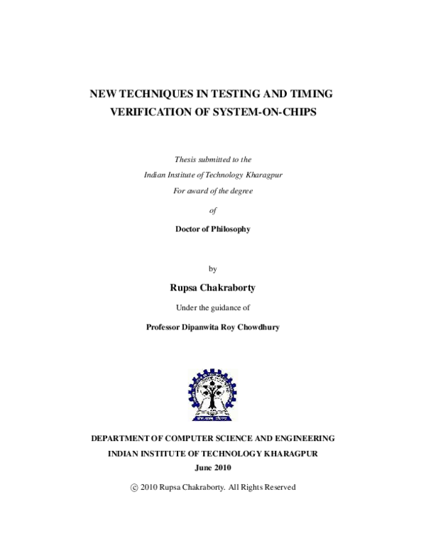 Pdf New Techniques In Testing And Timing Verification Of System On