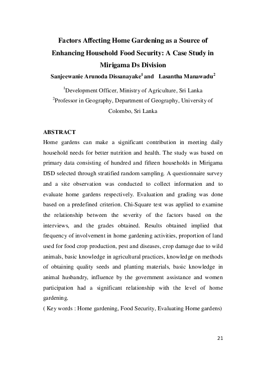 (PDF) Factors Affecting Home Gardening as a Source of Enhancing ...