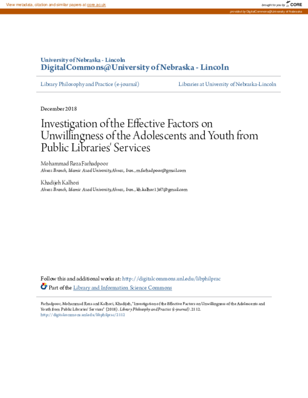 (PDF) Investigation of the Effective Factors on Unwillingness of the ...