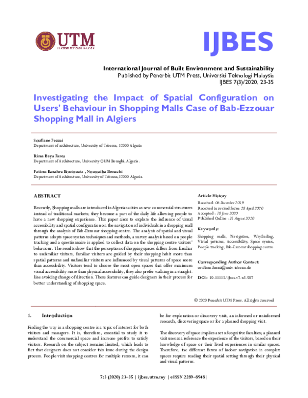 (PDF) Investigating the Impact of Spatial Configuration on Users' Behaviour in Shopping Malls ...