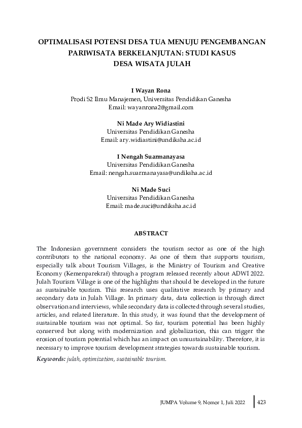 (PDF) Optimalisasi Potensi Desa Tua Menuju Pengembangan Pariwisata ...