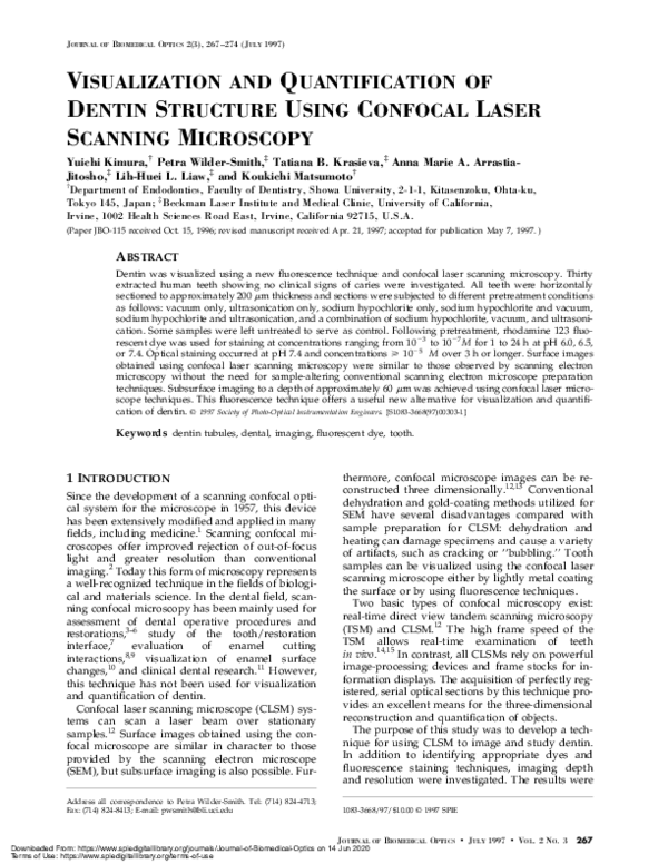 (PDF) Visualization and quantification of dentin structure using confocal laser scanning microscopy