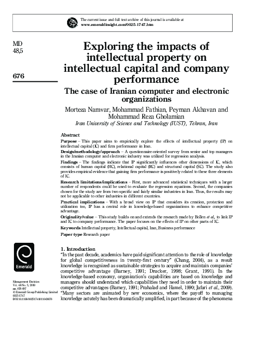 (PDF) Exploring the impacts of intellectual property on intellectual ...