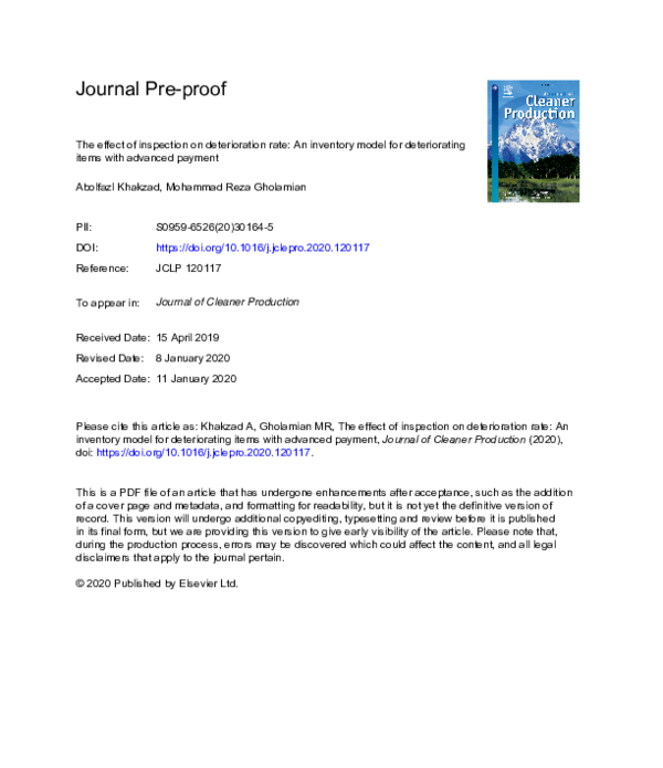Pdf The Effect Of Inspection On Deterioration Rate An Inventory Model For Deteriorating Items