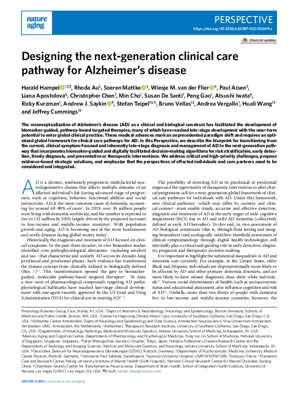 (PDF) NATURE AGING Next generation AD patient journey 2022