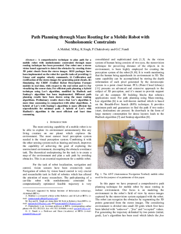 Pdf Path Planning Through Maze Routing For A Mobile Robot With