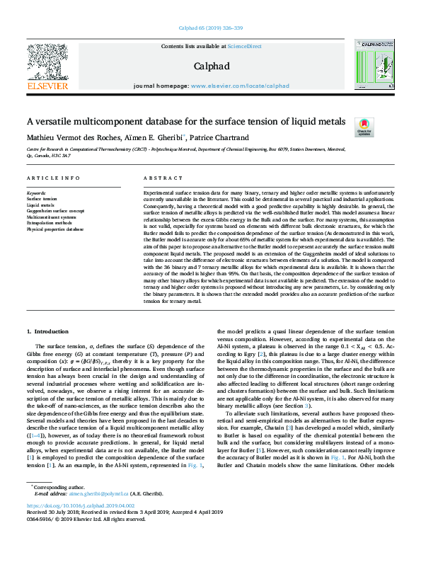 (PDF) A versatile multicomponent database for the surface tension of ...