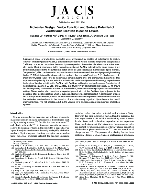 (PDF) Molecular Design, Device Function and Surface Potential of ...