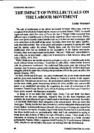 (PDF) The Impact of Intellectuals on the Labour Movement