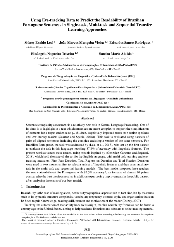 (PDF) Using Eye-tracking Data to Predict the Readability of Brazilian Portuguese Sentences in ...