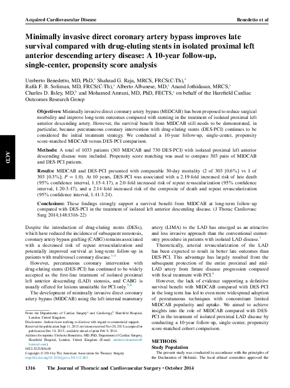 (PDF) Minimally invasive direct coronary artery bypass improves late ...