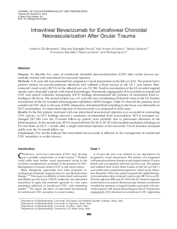 (PDF) Intravitreal Bevacizumab for Extrafoveal Choroidal ...