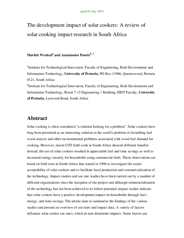 (PDF) The development impact of solar cookers: A review of solar ...