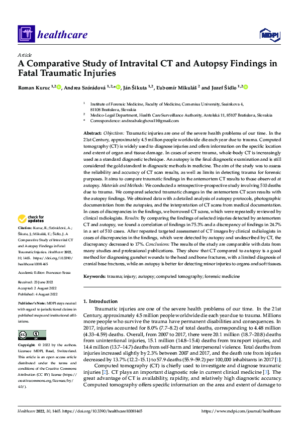 (PDF) A Comparative Study of Intravital CT and Autopsy Findings in ...