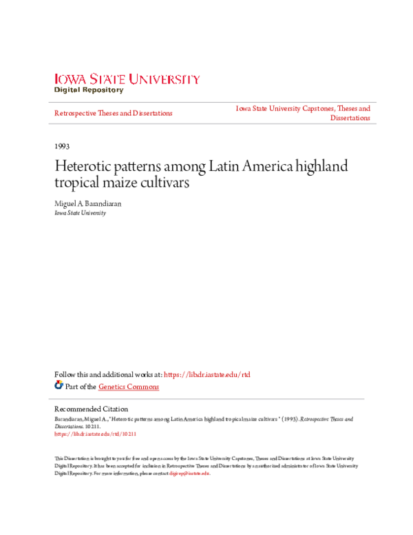 (PDF) Heterotic patterns among Latin America highland tropical maize ...
