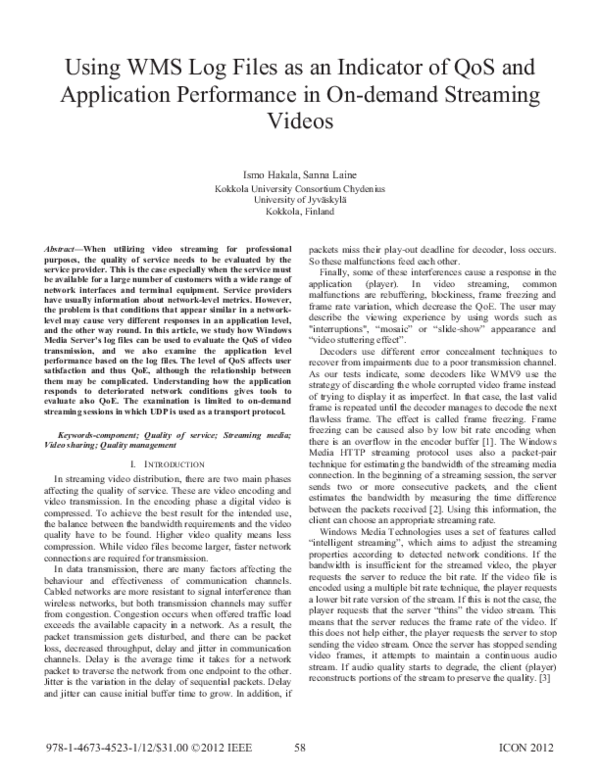 (PDF) Evaluating QoS and Application Performance in Video Streaming