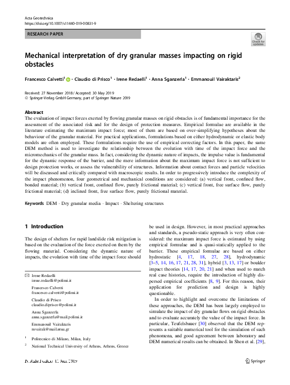 (PDF) Mechanical interpretation of dry granular masses impacting on ...