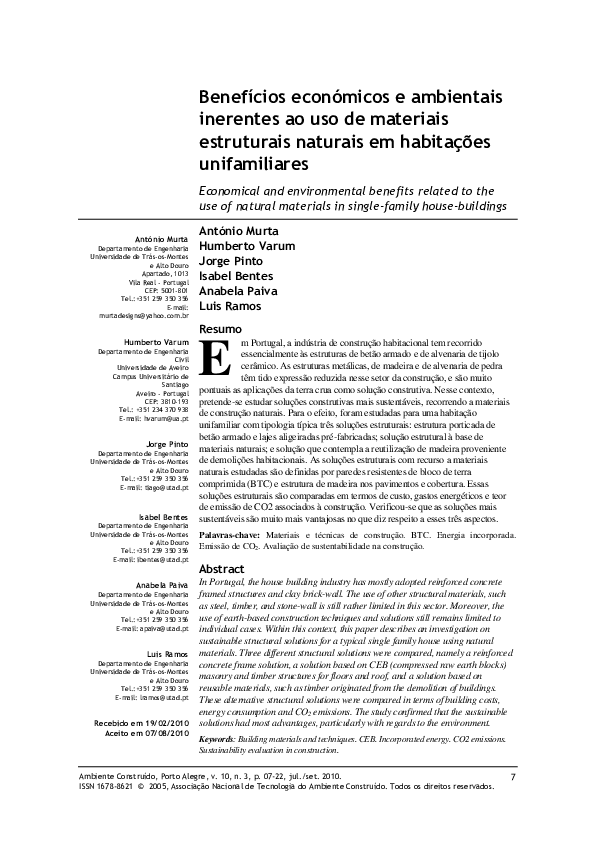 (PDF) Benefícios económicos e ambientais inerentes ao uso de materiais ...