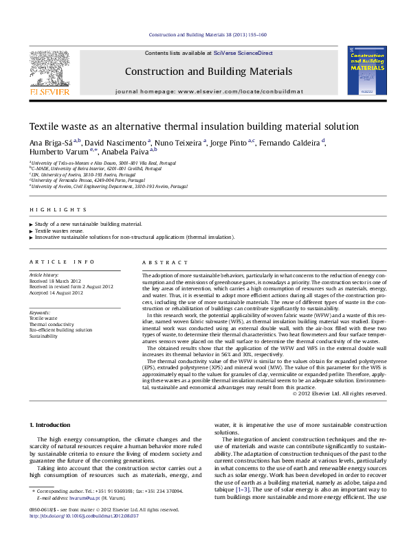 (PDF) Textile waste as an alternative thermal insulation building ...
