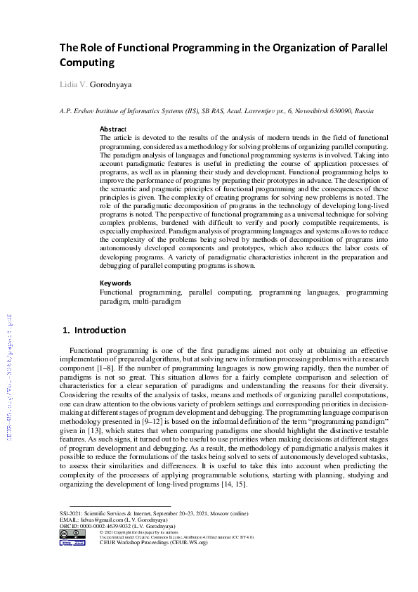 (PDF) The Role of Functional Programming in the Organization of ...