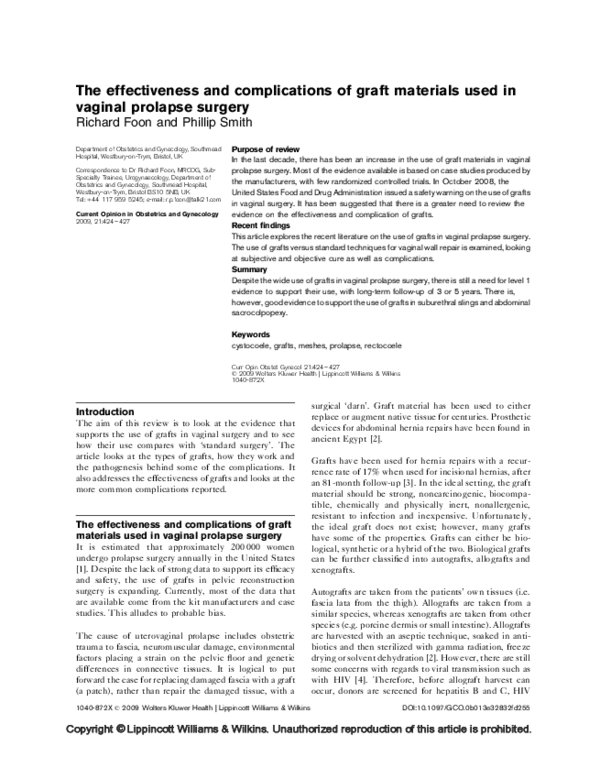Pdf The Effectiveness And Complications Of Graft Materials Used In