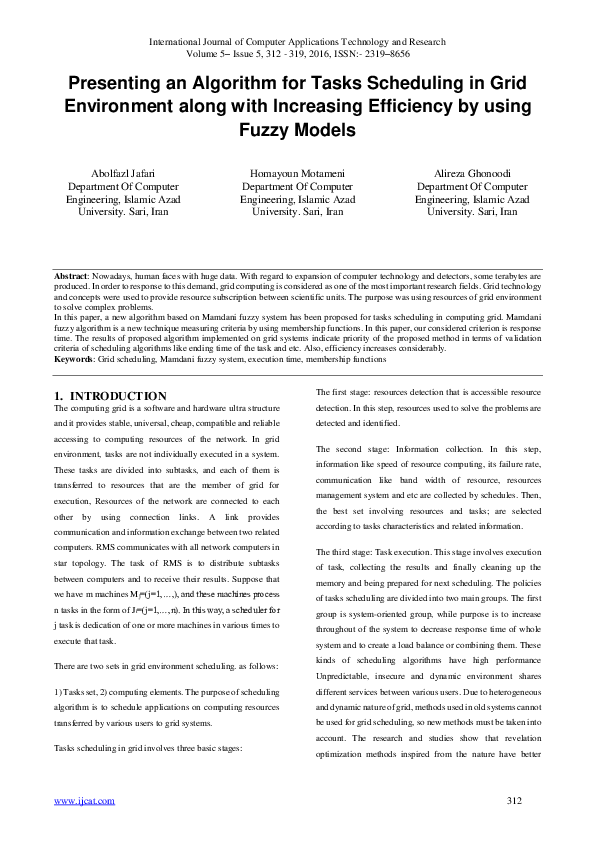 Pdf Presenting An Algorithm For Tasks Scheduling In Grid Environment Along With Increasing