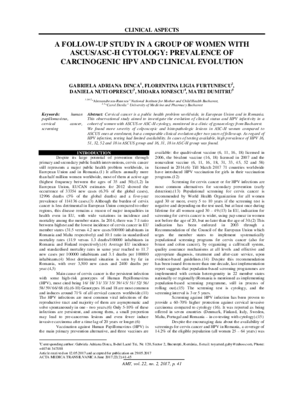 (PDF) A Follow-Up Study in a Group of Women with Ascus/Asc-H Cytology ...