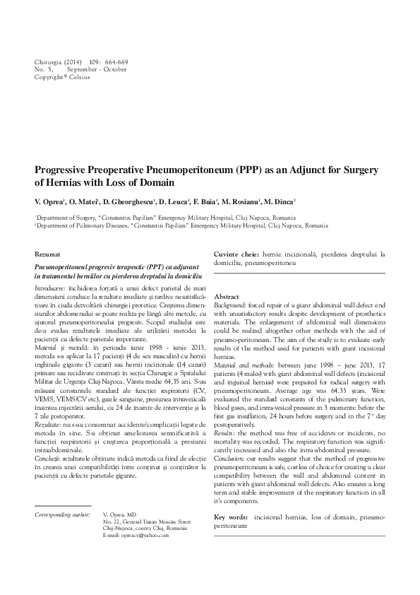 (PDF) Progressive preoperative pneumoperitoneum (PPP) as an adjunct for ...