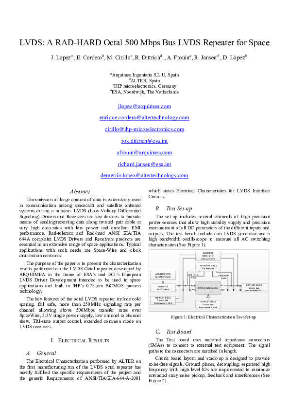 (PDF) LVDS : A RAD-HARD Octal 500 Mbps Bus LVDS Repeater for Space