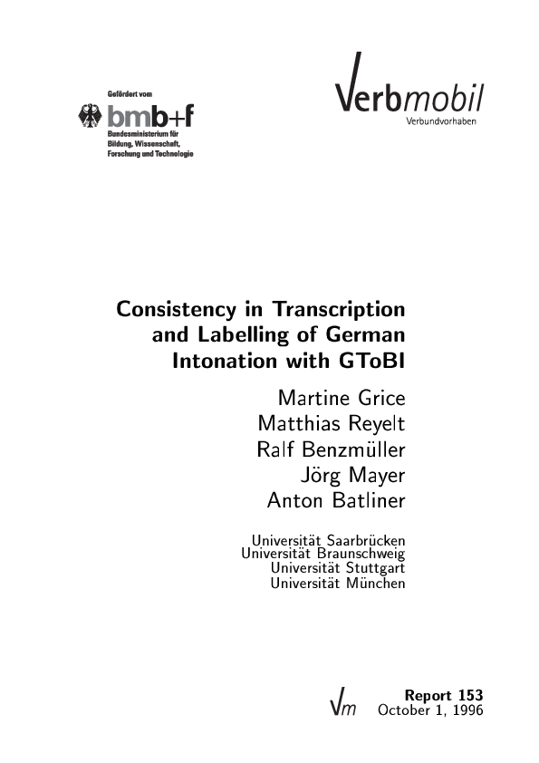 (PDF) Consistency in transcription and labelling of German intonation ...