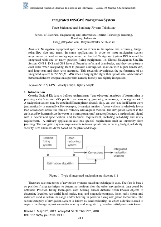 (PDF) Integrated INS/GPS Navigation System