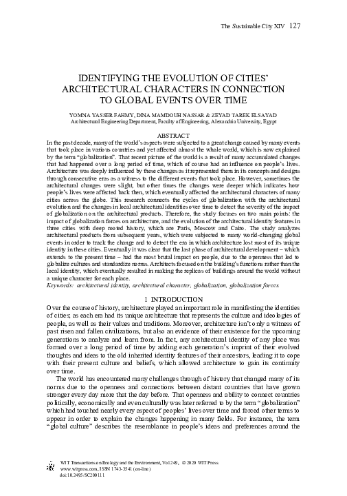 (PDF) Identifying the Evolution of Cities’ Architectural Characters in ...