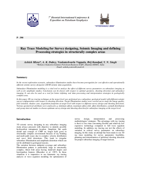 (PDF) Ray Trace Modeling for Survey designing, Seismic Imaging and defining Processing ...