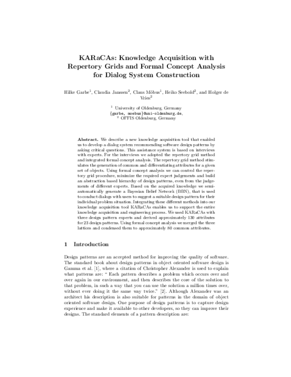 (PDF) KARaCAs: Knowledge Acquisition with Repertory Grids and Formal Concept Analysis for Dialog ...