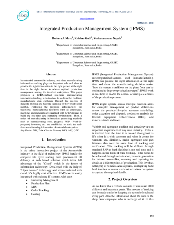 (PDF) Integrated Production Management System (IPMS)
